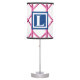 Preppy Pink Navy Trellis Bamboo Pattern Monogram Table Lamp | Zazzle