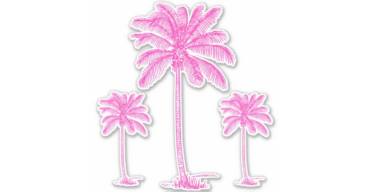 Preppy Pink Palmetto Palm Trees Sticker | Zazzle