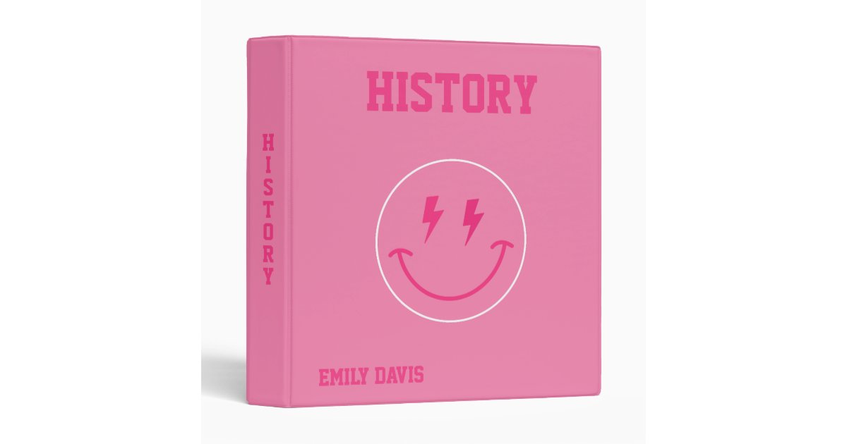 Preppy Pink School Subject 3 Ring Binder | Zazzle