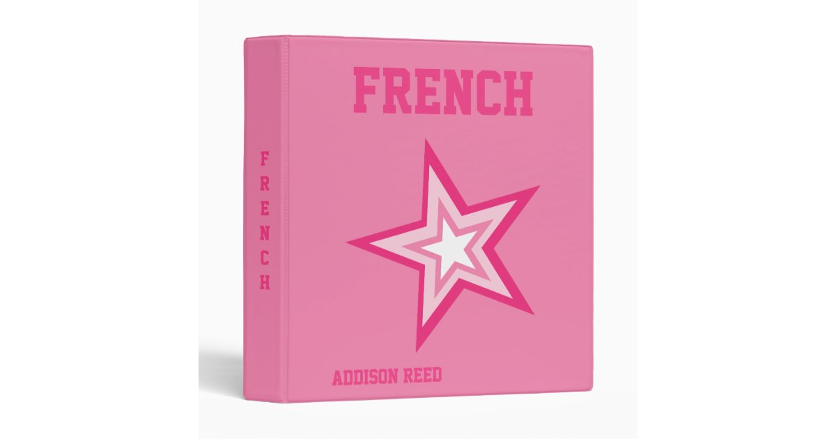 Preppy Pink Star Binder | Zazzle