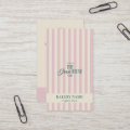 Preppy Pink Stripes Green Bakery Logo QR Code Business Card | Zazzle