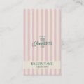 Preppy Pink Stripes Green Bakery Logo QR Code Business Card | Zazzle