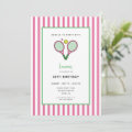 Preppy Pink Tennis Racquet Birthday Invitation | Zazzle