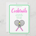 Preppy Pink Tennis Racquets Cocktail Party Invitation | Zazzle