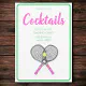 Preppy Pink Tennis Racquets Cocktail Party Invitation | Zazzle