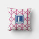 Preppy Pink Trellis Bamboo Pattern Monogram Throw Pillow | Zazzle