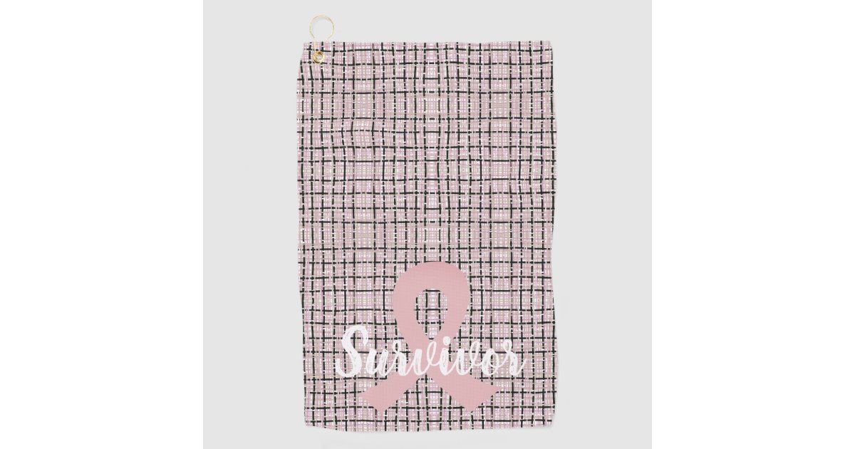 Preppy Pink Tweed Breast Cancer Survivor Golf Towel | Zazzle