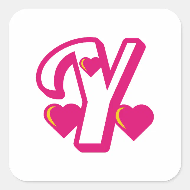Preppy Pink Varsity Letter Y, pink letter y Class Square Sticker | Zazzle