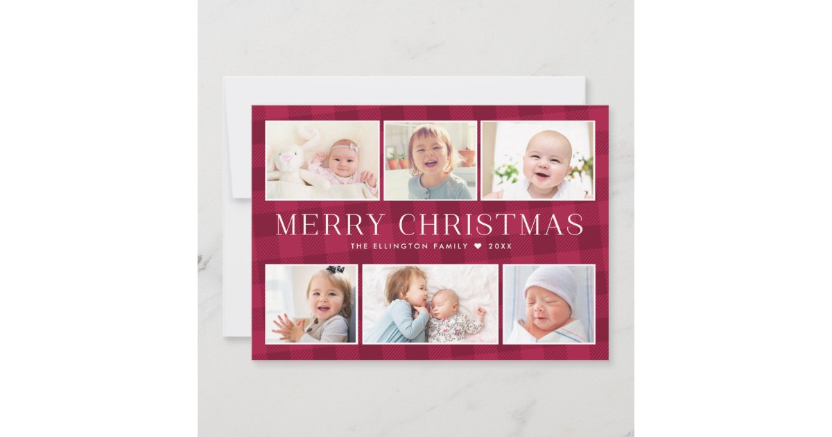 Preppy Plaid Photo Gallery Christmas Card | Zazzle