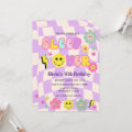 Preppy Purple Y2K Sleep Over Happy Face Birthday Invitation | Zazzle