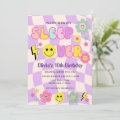 Preppy Purple Y2K Sleep Over Happy Face Birthday Invitation | Zazzle