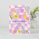 Preppy Purple Y2K Sleep Over Happy Face Birthday Invitation | Zazzle