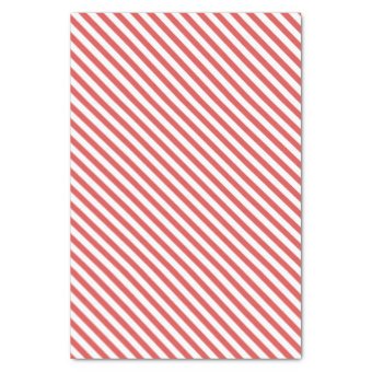 Preppy Red and White Diagonal Striped Tissue paper | Zazzle