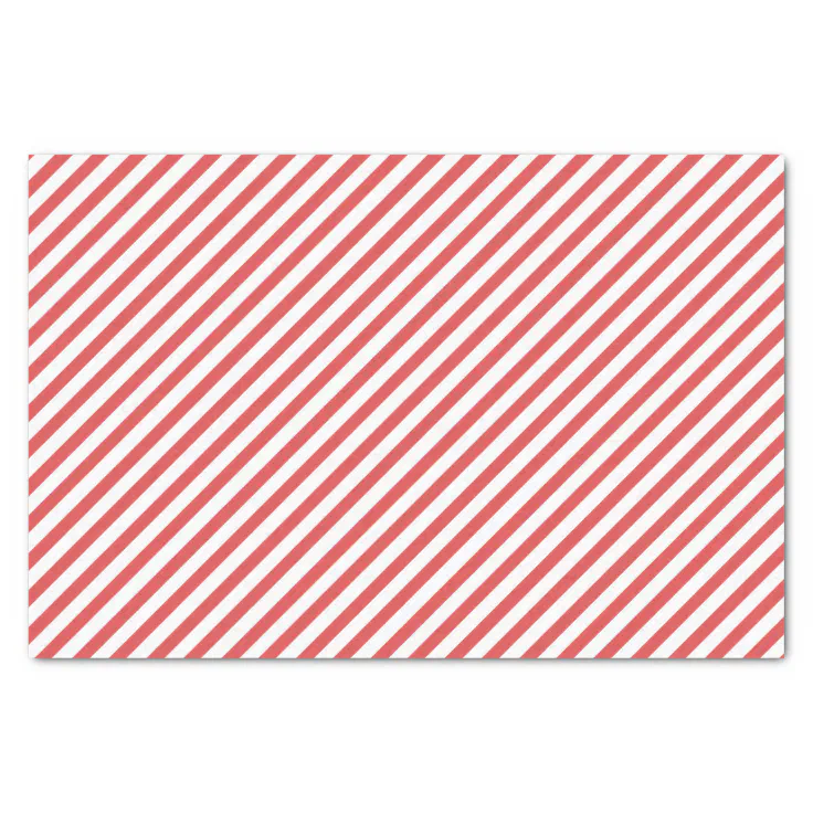 Preppy Red and White Diagonal Striped Tissue paper | Zazzle
