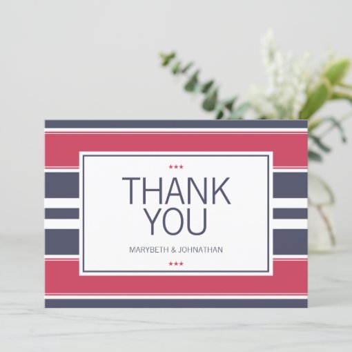 Preppy Red, White & Blue Thank You Card | Zazzle