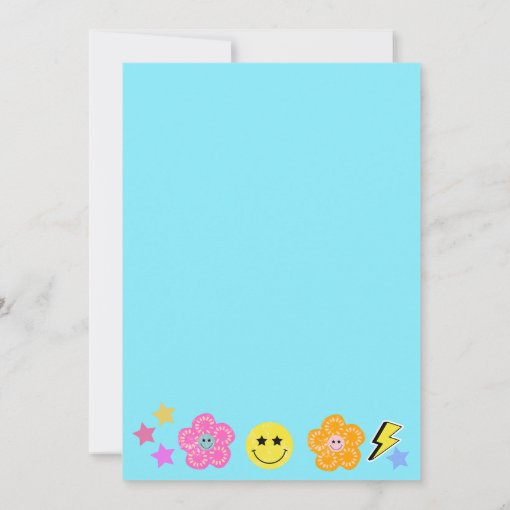 Preppy Retro Y2K Pool Party Happy Face Birthday Invitation | Zazzle