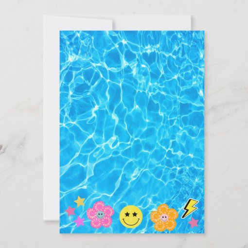 Preppy Retro Y2K Pool Party Happy Face Birthday Invitation | Zazzle