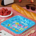 Preppy Retro Y2K Pool Party Happy Face Birthday Paper Plates | Zazzle