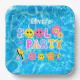 Preppy Retro Y2K Pool Party Happy Face Birthday Paper Plates | Zazzle
