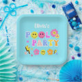 Preppy Retro Y2K Pool Party Happy Face Birthday Paper Plates | Zazzle
