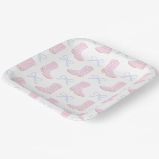 Preppy Rodeo First Birthday Cowgirl Boots Paper Plates | Zazzle