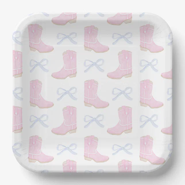 Preppy Rodeo First Birthday Cowgirl Boots Paper Plates | Zazzle