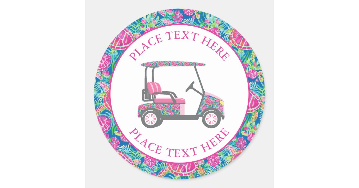 Preppy Sea Turtles Golf Cart Classic Round Sticker | Zazzle