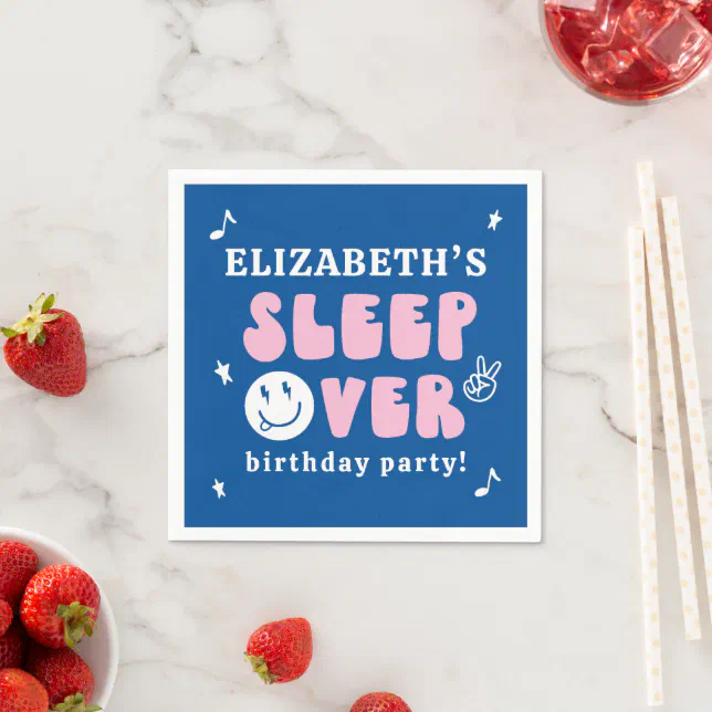 Preppy Sleep Over Tween Birthday Party Napkins | Zazzle