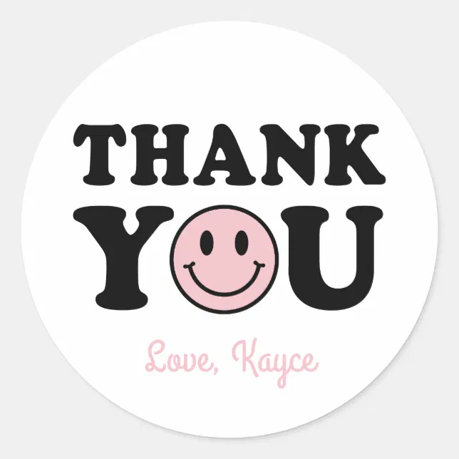 Preppy Smile One Cool Babe Thank You Classic Round Sticker | Zazzle