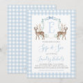 Preppy Southern Blue Boy Deer Hunter Sip and See Invitation | Zazzle