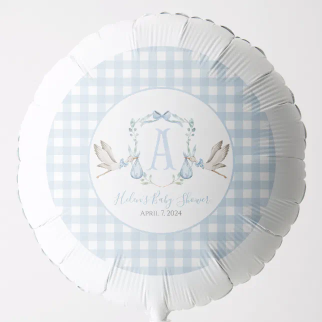 Preppy Southern Blue Boy Stork Baby Shower Balloon | Zazzle
