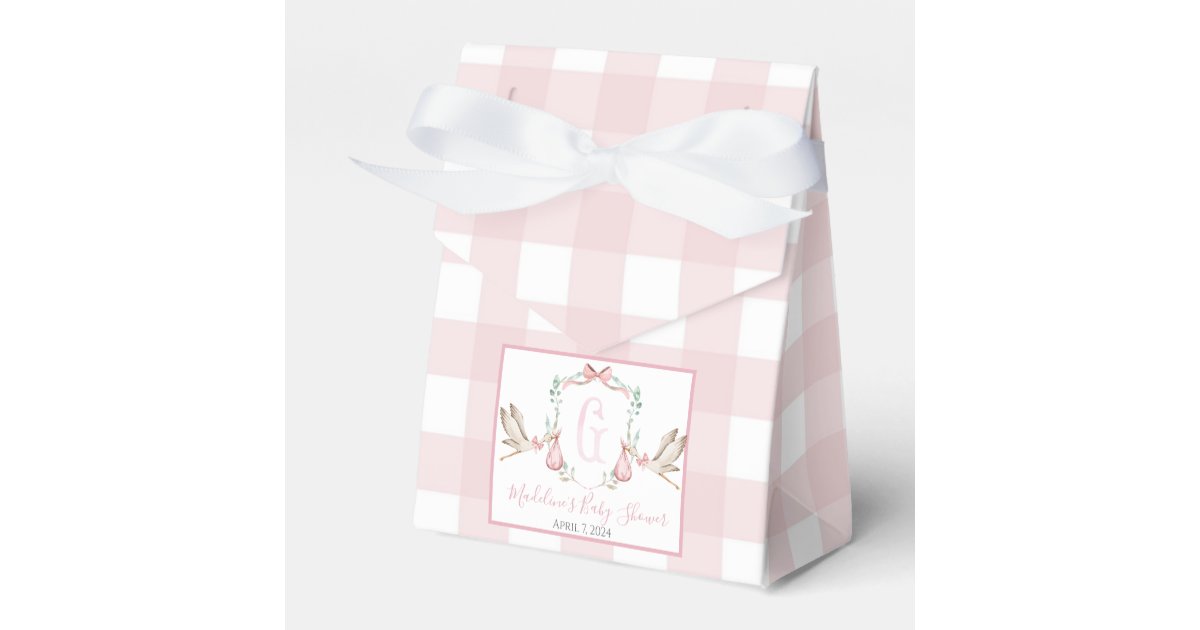 Preppy Southern Pink Girl Stork Baby Shower Favor Boxes | Zazzle
