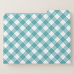 Preppy Teal Gingham Plaid Pattern | Name File Folder | Zazzle