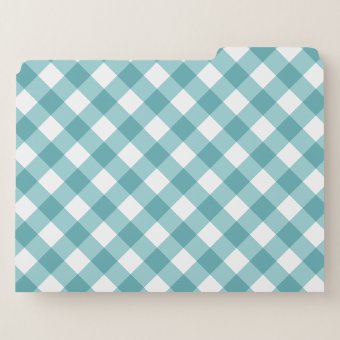 Preppy Teal Gingham Plaid Pattern | Name File Folder | Zazzle