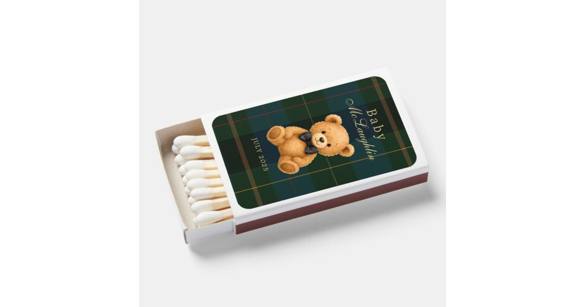 Preppy Teddy Bear Baby Shower Matchboxes | Zazzle