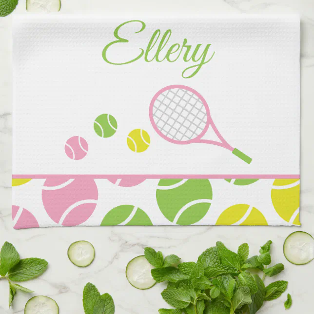 Preppy Tennis Personalized Kitchen Towel | Zazzle