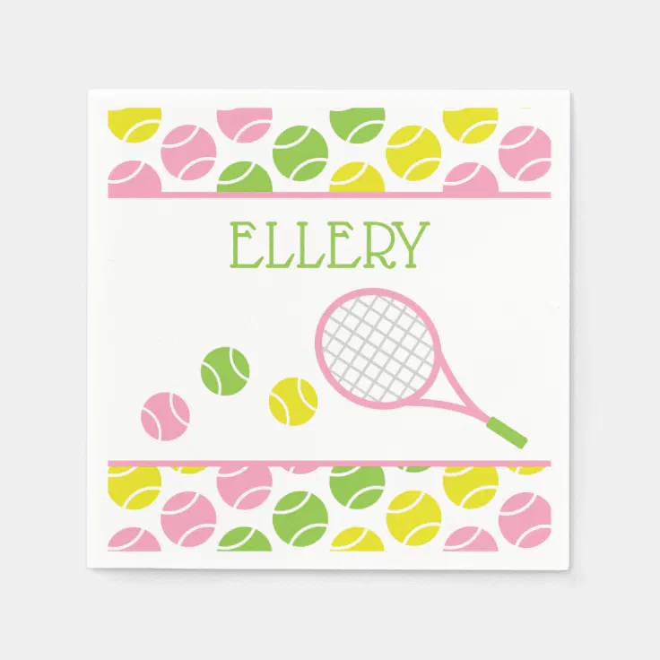 Preppy Tennis Personalized Party Napkins | Zazzle