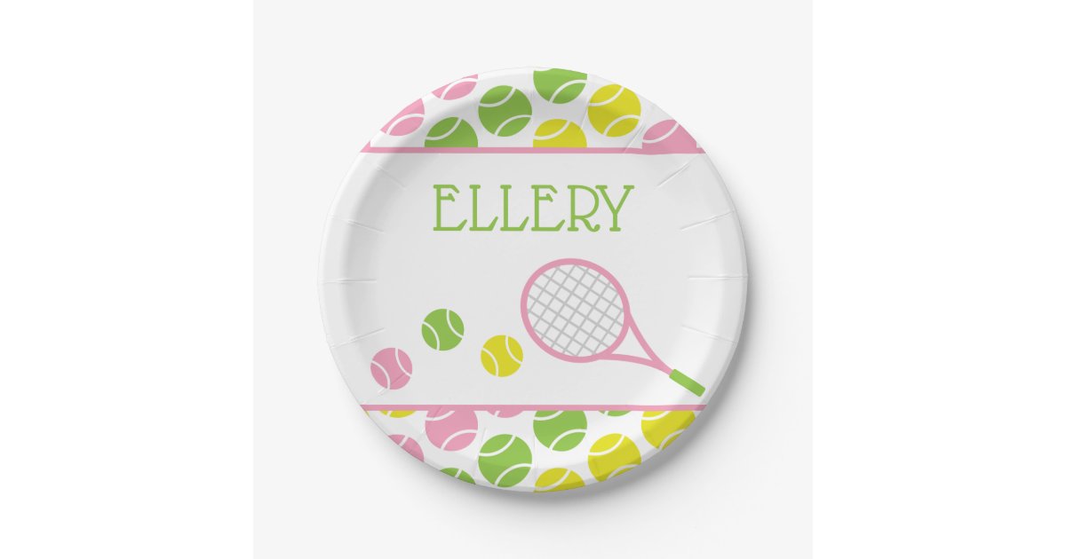 Preppy Tennis Personalized Party Plates | Zazzle
