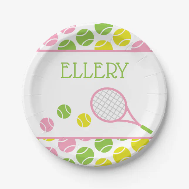Preppy Tennis Personalized Party Plates | Zazzle