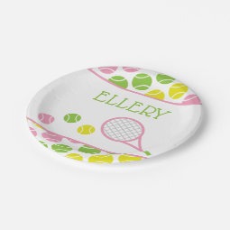 Preppy Tennis Personalized Party Plates | Zazzle
