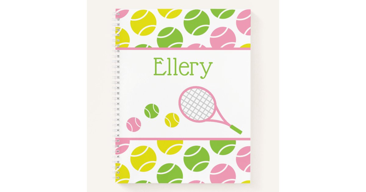 Preppy Tennis Personalized Spiral Notebook | Zazzle