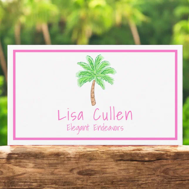 Preppy Tropical Palm Tree Custom Business Card | Zazzle