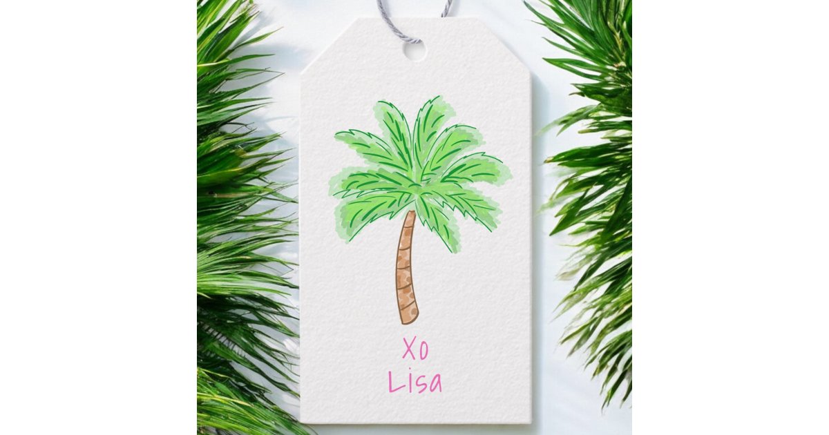 Preppy Tropical Palm Tree Custom Gift Tags | Zazzle