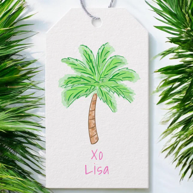 Preppy Tropical Palm Tree Custom Gift Tags | Zazzle