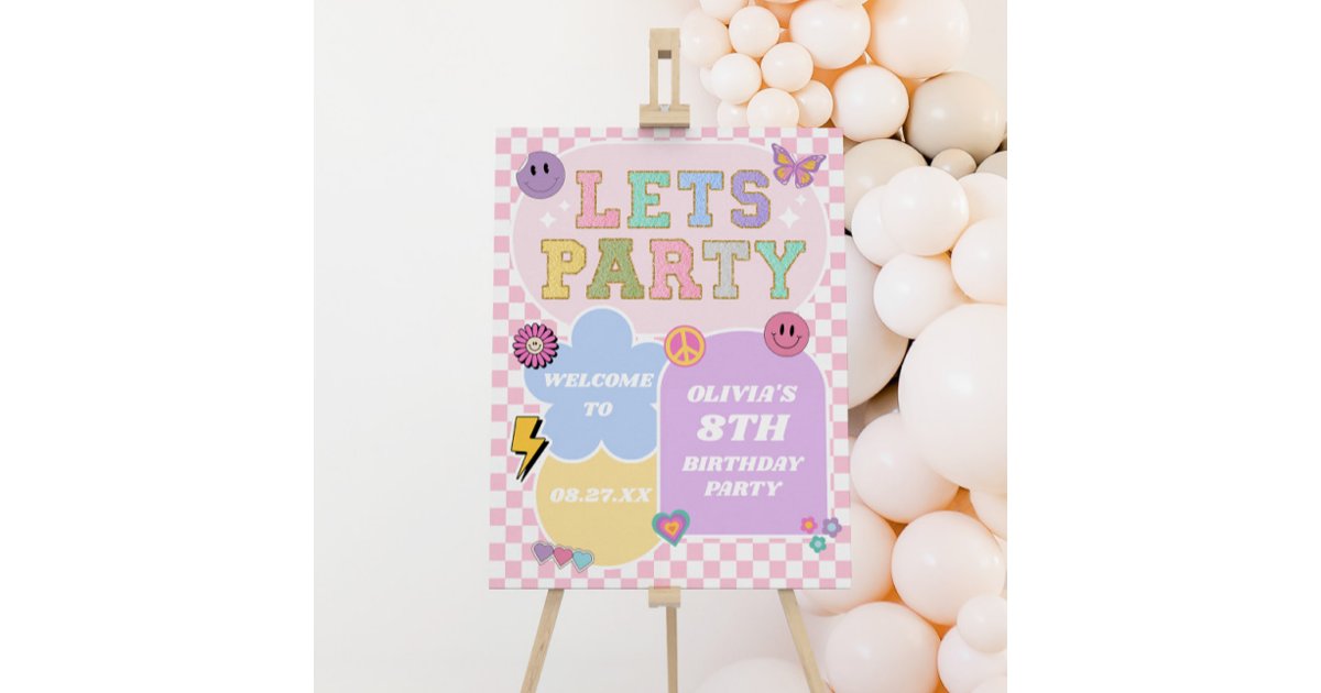 Preppy Varsity Patch Birthday Party Welcome Sign | Zazzle