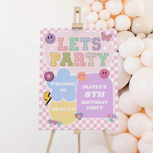 Preppy Varsity Patch Birthday Party Welcome Sign | Zazzle