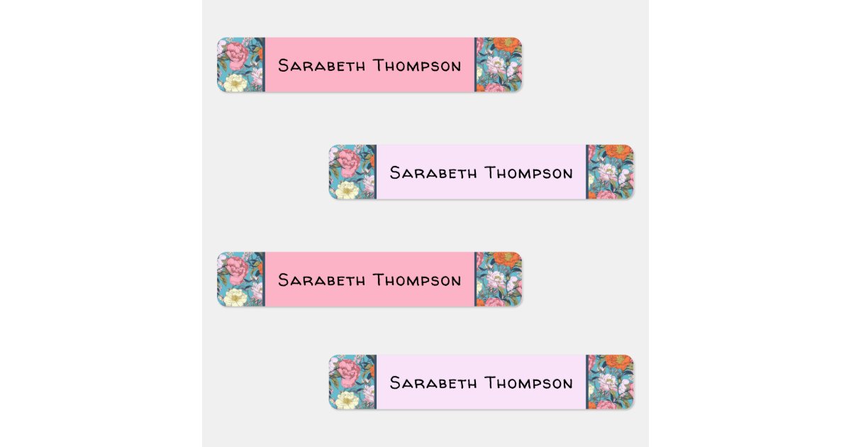 Preppy Vintage Floral Monogram Name Labels | Zazzle