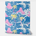 Preppy Volcanoes In Middle Of Ocean Wallpaper | Zazzle
