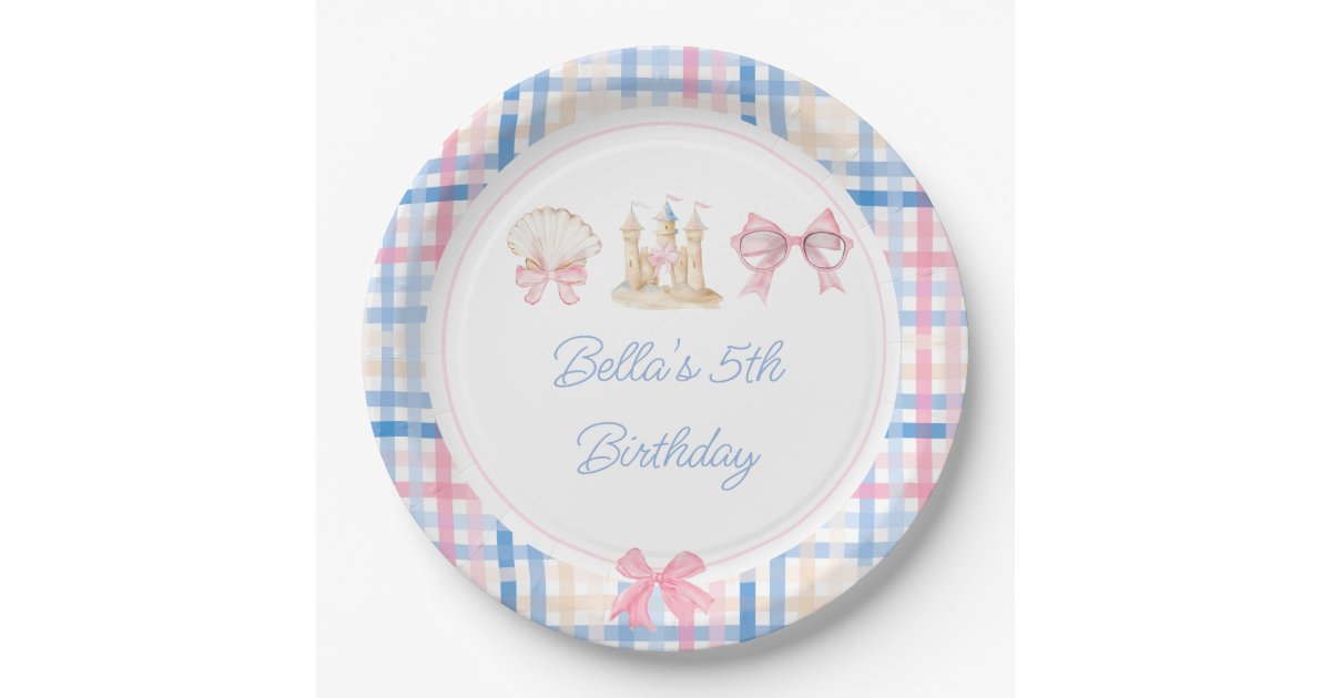 Preppy Watercolor Beach Party Paper Plates | Zazzle