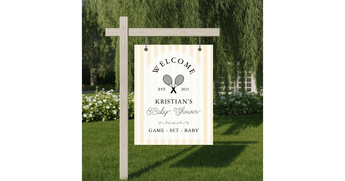 Preppy Yellow Tennis Baby Shower Welcome Poster | Zazzle